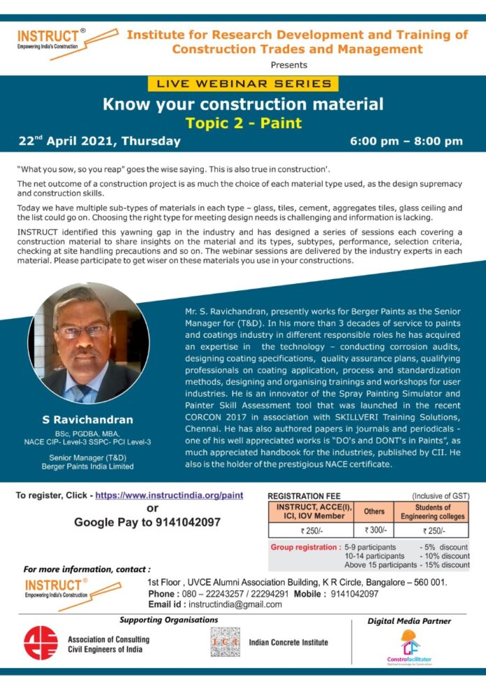 Live Webinar Series on Know your construction material
