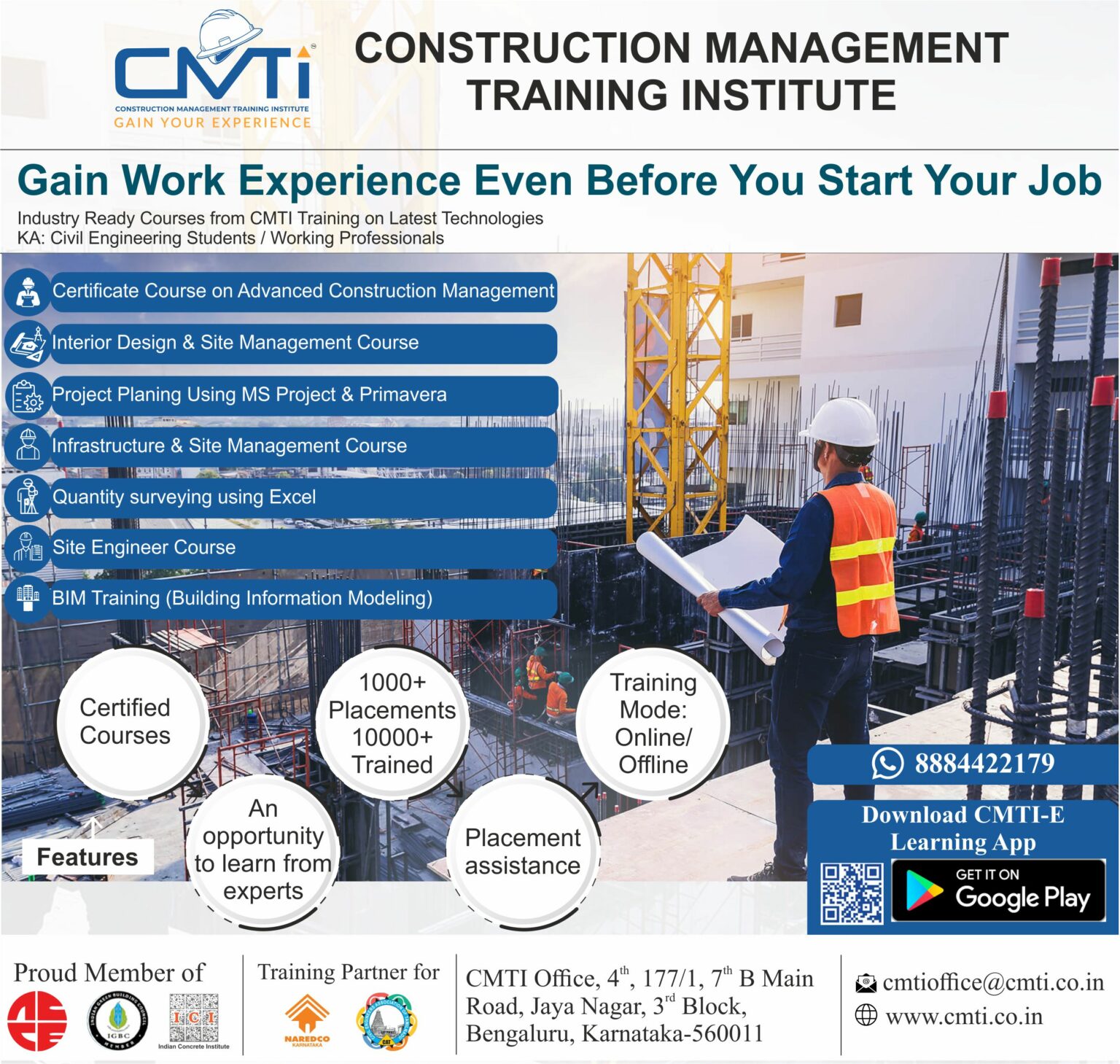 Construction Management Training Institute offline Training programs