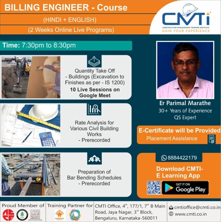 Cmti Online Course on Billing Engineer - Constro Facilitator