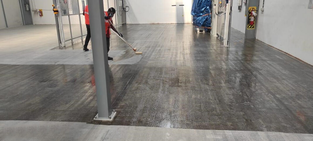 Polished floor refurbishing with PU cement composite (PUCC)