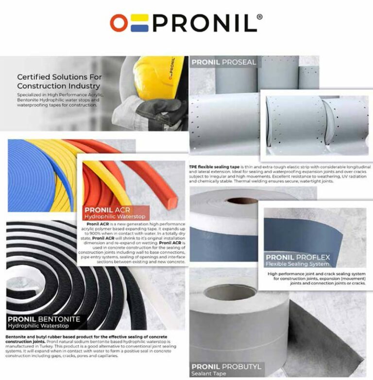 PRONIL water stopper and waterproofing joint sealing tapes