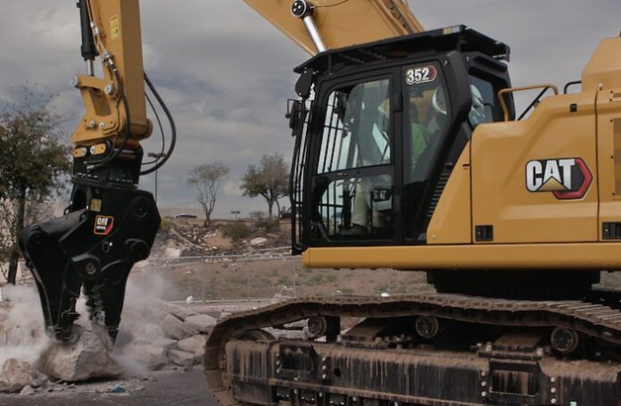 Caterpillar unveils new 352 straight boom excavator